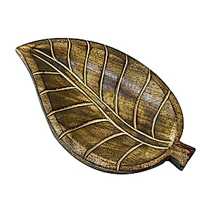 Ajuny Decorative Wooden Tray Platter for Serving Snacks Fruits Hand Carving Home Gifts