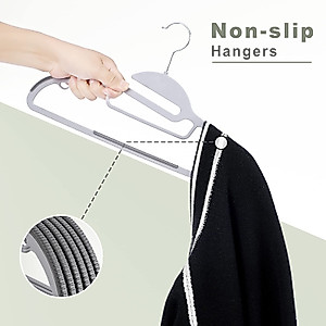 Heavy Duty Plastic Hangers 60 Pack with Non-Slip Design,0.2 Inches Thick,360°Swivel Hook Space Saving Organizer for Bedroom Closet,Shirts,Pants,Strong Enough for Coat (New S Shaped)