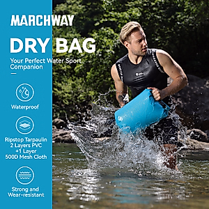 MARCHWAY Floating Waterproof Dry Bag Backpack 5L/10L/20L/30L/40L, Roll Top Sack Keeps Gear Dry for Kayaking, Rafting, Boating, Swimming, Camping, Hiking, Beach, Fishing (Shiny Blue, 5L)