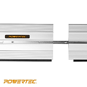 POWERTEC 71573 55” Track Saw Guide Rail Joining Set for Bosch Track Saws | Includes (2) Aluminium Extruded Guided Rails and (1) Guide Rail Connectors for Woodworking Projects