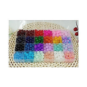Glass Beads 8mm, 650Pcs 24 Colors Handcrafted Round Gemstone Glass Crystal Bead Kit Imitative Agate Jade Loose Spacers Beads for DIY Crafts Jewelry Making Earring Necklaces (8mm-24colors)