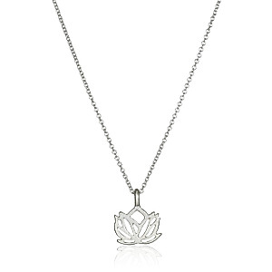 Dogeared Reminder New Beginnings Sterling Silver Rising Lotus Pendant Necklace, 16" + 2" Extender
