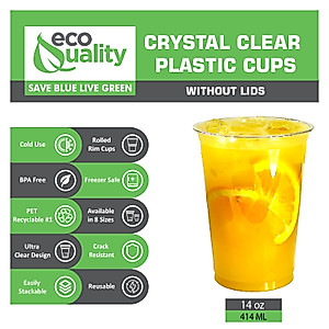 Clear Plastic Disposable Cups | 14 oz Cups, 500 Pack | Crystal Clear PET Cup | Cold Smoothie | Iced Coffee Go Cups | Ideal for Coffee, Parfait, Juice, Soda, Cocktail, Party Cups (14oz, 500 count)