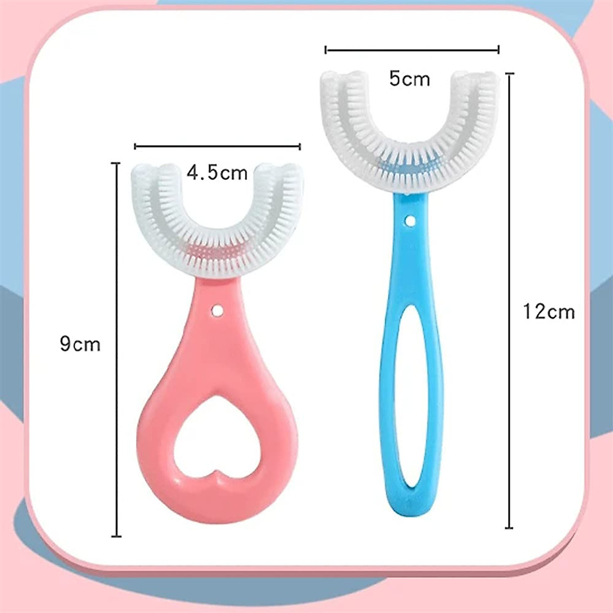 SDKJH cepillo de dientes para niños, U-Shaped Toothbrush for Kids, Manual Tooth Cleaner 360° Oral Cleaning Brushes with Cartoon Toothpaste Squeezer for 2-6 6-12 Years Old, Blue