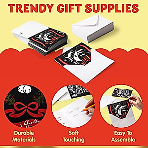 JOYIN 72 PCS Holiday Christmas Greeting Cards with 6 Artistic Greeting Designs With Envelopes for Winter Christmas Season, Merry Christmas Cards, Wintertime Gifts Cards. (Artistic Black Collection)