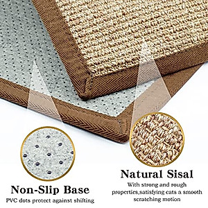 PurrNbark Cat Scratcher for Indoor Cats 23.6 x 15.7 Inch Natural Sisal Cat Scratch Pad Thickened Cat Scratch Mat Durable Scratching Board No Mess