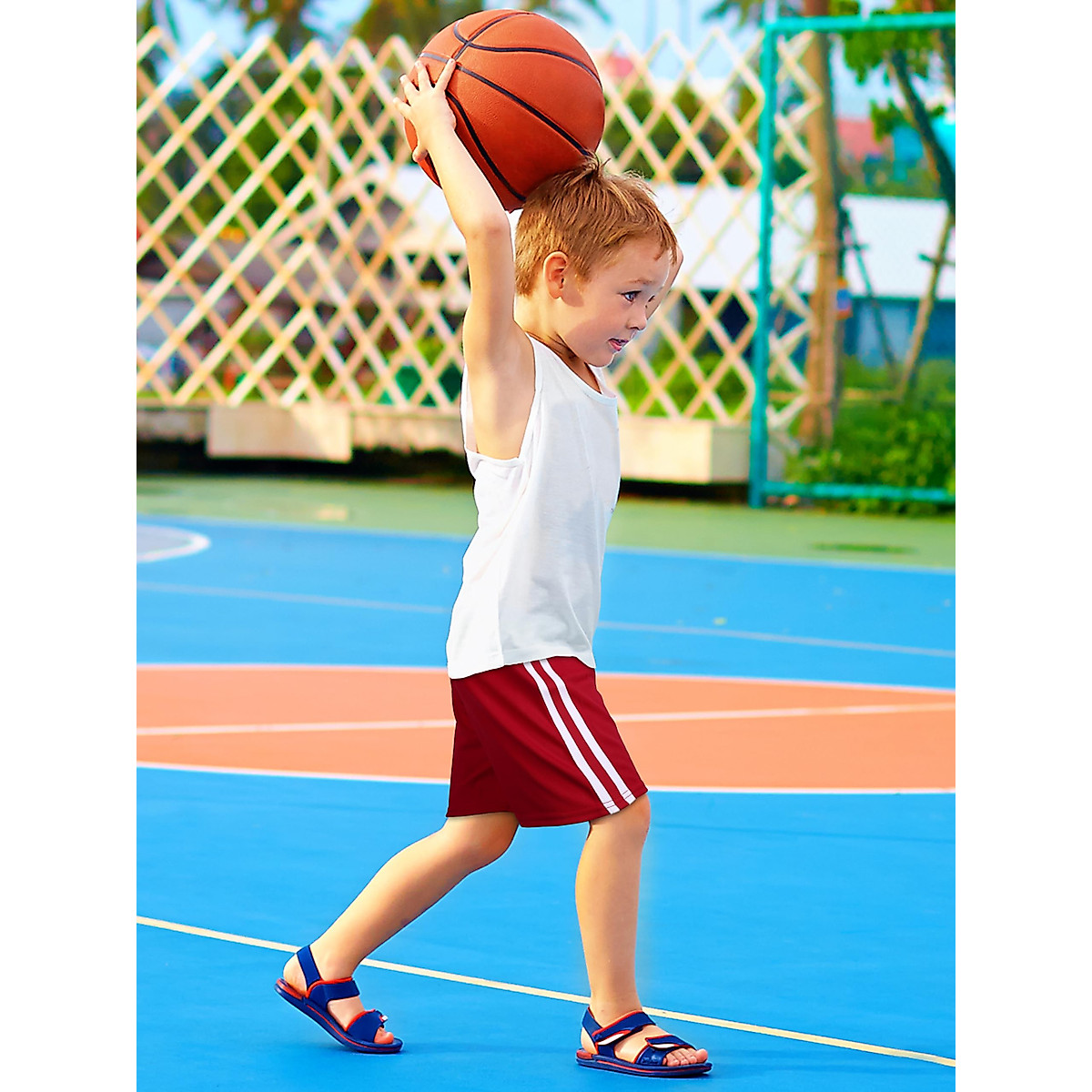 Resinta 4 Pack Toddler Boys Basketball Shorts Kids Mesh Shorts Active Soccer Shorts with Drawstring Quick Dry Shorts