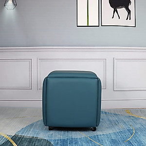 LUGSHIREE 5 in 1 Nesting Ottoman Cube Chair, Stackable Stools, Leather Square Ottoman Bench, Foot Stool with Wheels for Living Room,Dining Room 15.75x15.75x16.54 inches