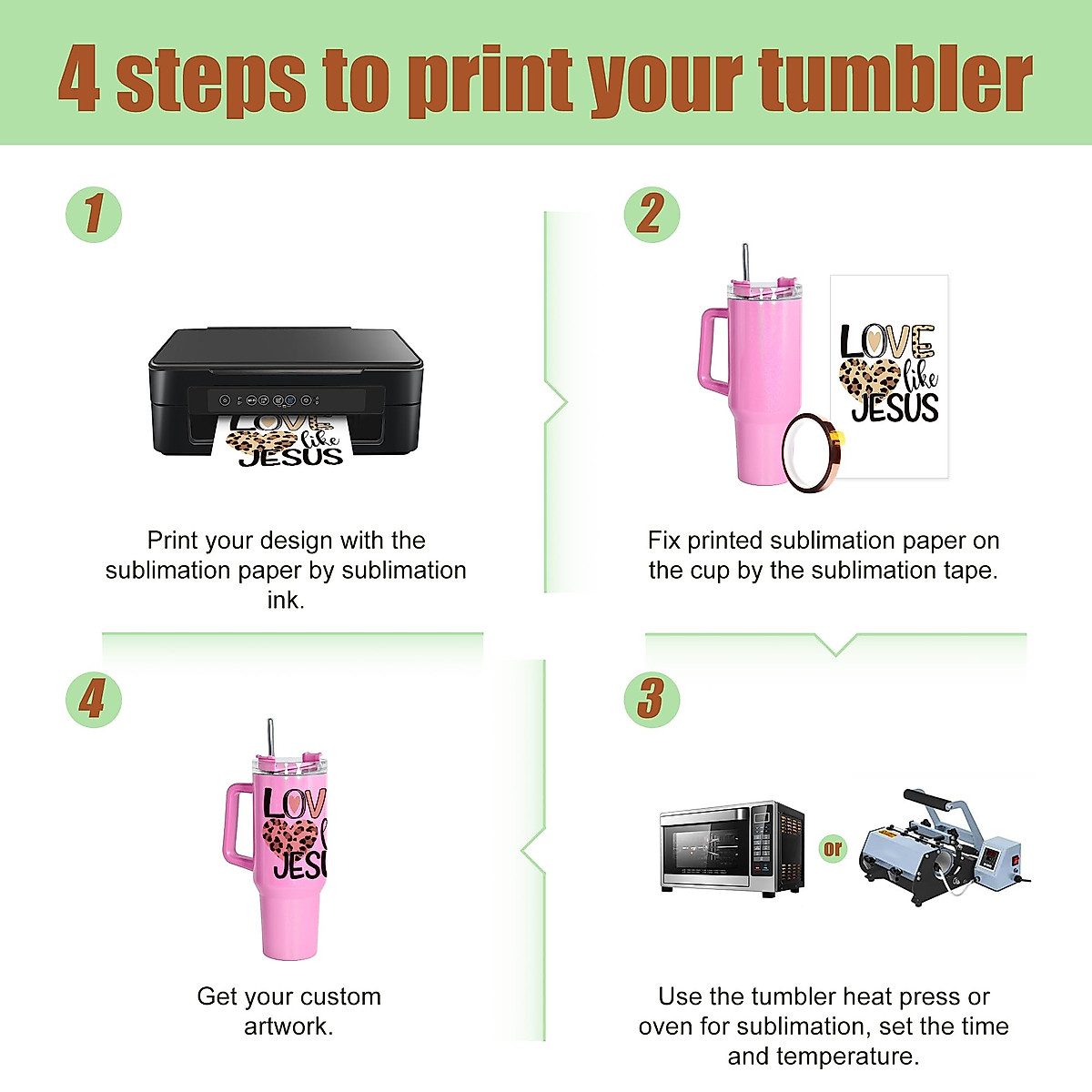 AGH 4 Pack 40 oz Sublimation Shimmer Green Pink Red Purple Tumbler with Stainless Steel Straw and Lid, Insulated Double Wall Vacuum Reusable Cups with Handle