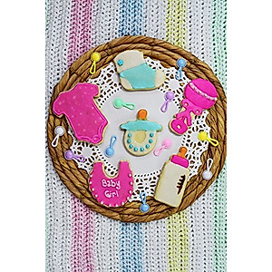 R&M International Baby Shower and Party Cookie Cutters, Bodysuit, Bottle, Pacifier, Bootie, Bib, Rattle, 6-Piece Set
