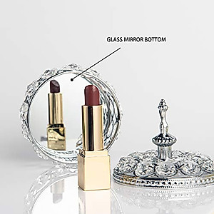 Feyarl Crystal Jewelry Box Trinket Organizer Earrings Rings Box Treasure Box Storage Keepsake Mirror Surface with Lid for Valentine Wedding Dresser Room Deco Christmas Birthday Gift(Silver)