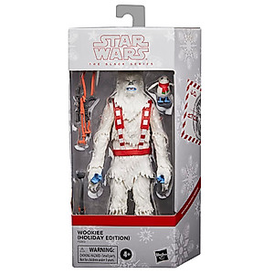 Star Wars The Black Series Wookiee (Holiday Edition) 6-Inch Collectible Christmas Action Figure F5303 Ages 4 and Up includes Figure, porg toy and bowcaster accessory