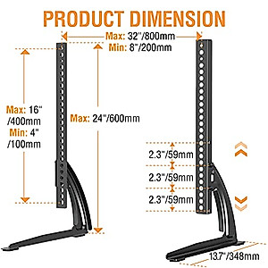 ELIVED Universal Table Top TV Stand, for Most 27 to 55 inch LCD LED Plasma Flat Screen TVs, TV Base Height Adjustable Leg Stand Holds up to 88lbs, VESA up to 800x400mm, YD1014