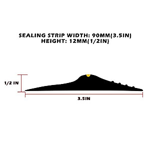 Universal Garage Door Bottom Threshold Seal Strip,Weatherproof Rubber DIY Weather Stripping Replacement, Not Include Sealant/Adhesive (10Ft, Black)