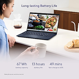 ASUS Zenbook 15 Laptop, 15.6” FHD Display, AMD Ryzen 5 7535U CPU, AMD Radeon Graphics, 16GB RAM, 512GB SSD, Windows 11 Home, Ponder Blue, UM3504DA-AS54