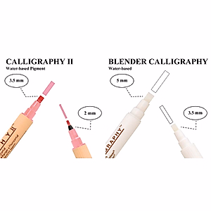 Kuretake Zig Calligraphy 2 Dual Tip Markers 24 Colors Set, 2mm, 3.5mm, Square Tips, AP-Certified, No Mess, Photo-Safe, Acid Free, Lightfast, Odourless, Xylene Freeing, for Beginners, Made in Japan