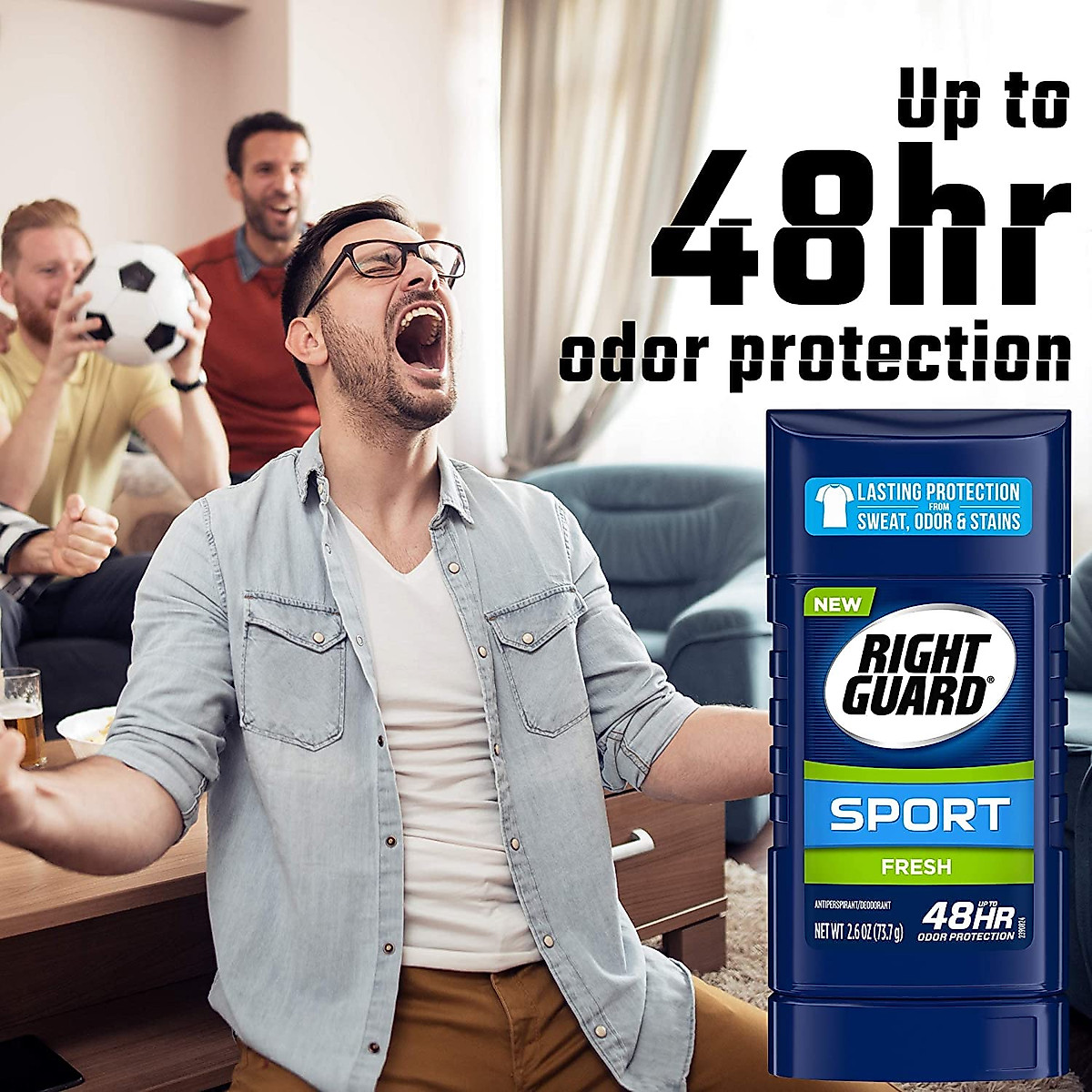 48H Antiperspirant & Deodorant Stick - Fresh Scent, Sport Invisible Solid - 2.6 oz (Pack of 4)