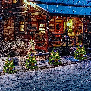 4-Pack Christmas Tree Solar Pathway Lights Outdoor Waterproof Garden Stake Lights Holiday Decor for Patio Yard Driveway