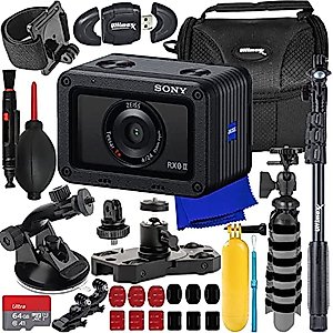 Sony Cyber-shot DSC-RX0 II Digital Camera + SanDisk 64GB Ultra microSD Memory Card, Portable 48” Monopod, Water-Resistant Gadget Bag, Mini Suction Cup Mount, Mini Metal Dolly & Much More (27pc Bundle)