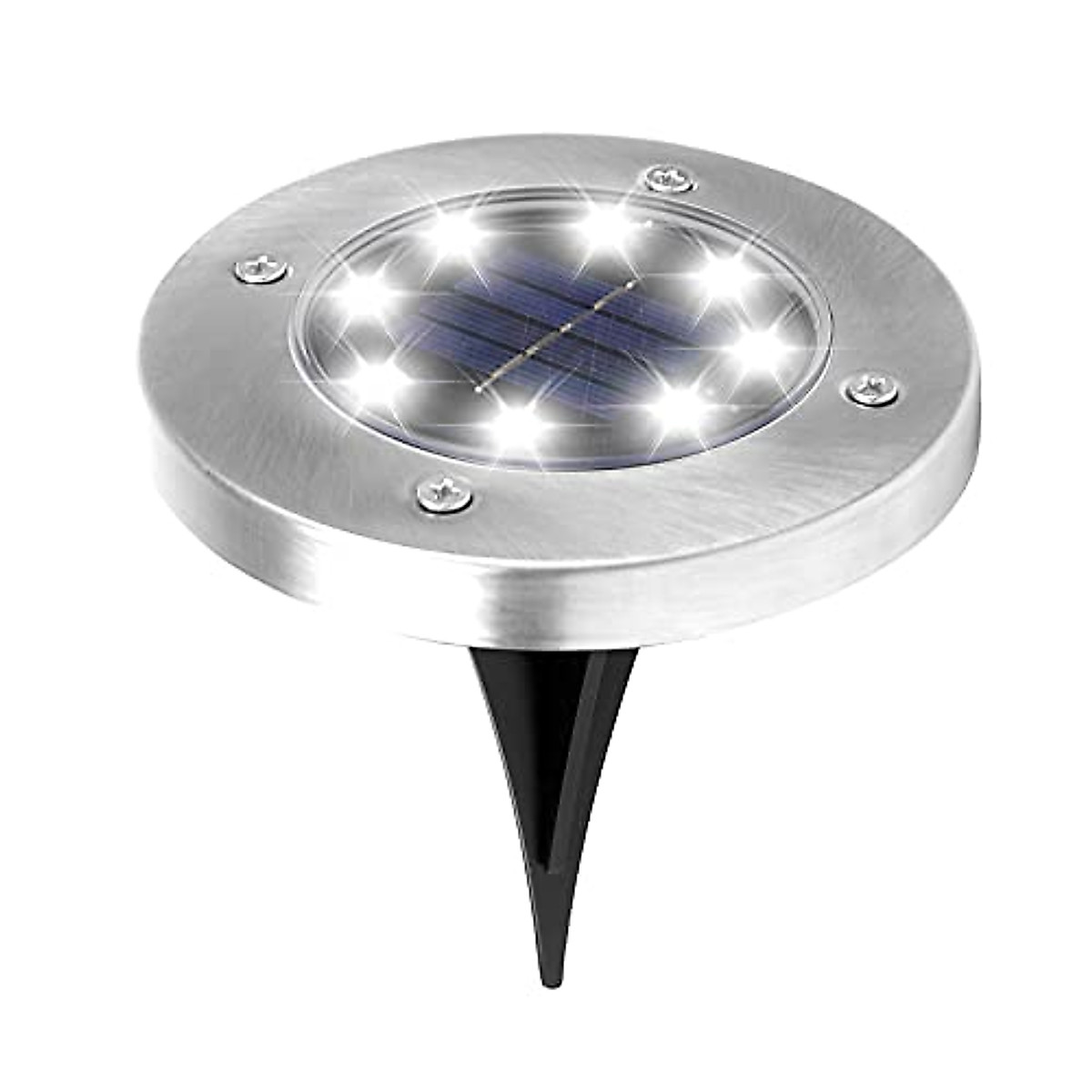 SEVNNES Solar Ground Light 12 Packs, Solar Ground Light Outdoor Waterproof 8 LED Disk Lights for Yard Landscape Lawn Walkway Garden(Cold White)