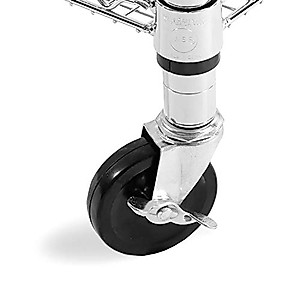 Seville Classics UltraDurable NSF Commercial Heavy Duty Metal Rolling Utility Cart, w/ Steel Shelves, Handle Bar for Restaurant, Garage, Warehouse, Kitchen, Office, Deep Top Basket (34.75"W x 18.25"D)