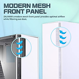 Zalman R2 White ATX Mid Tower Gaming PC Case, Mesh Front Panel, Tempered Glass, Top I/O Ports, 120mm Spectrum RGB LED Fan, Cooling System - White