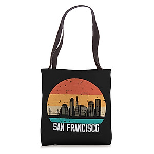 San Francisco USA Retro Vintage Sunset Skyline San Francisco Tote Bag