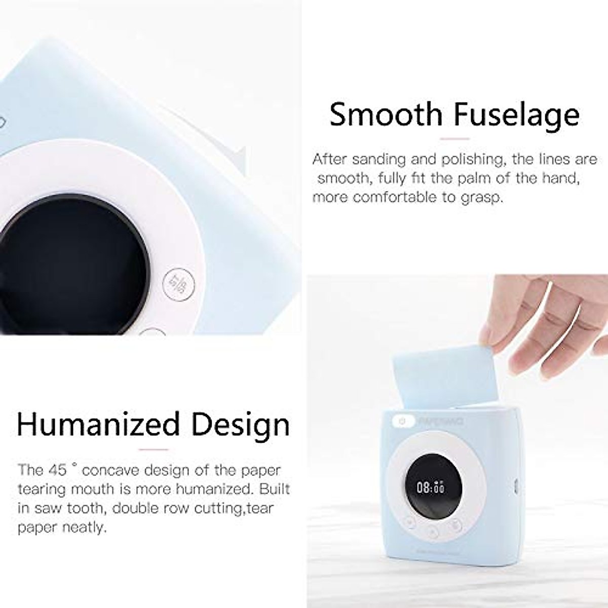 KXDFDC Pocket Printer BT Thermal Printer Portable Mobile Printer 300dpi for Photo Picture Memo Note Label with Clock Function (Color : Black-JoJo's Bizarre Adventure1)