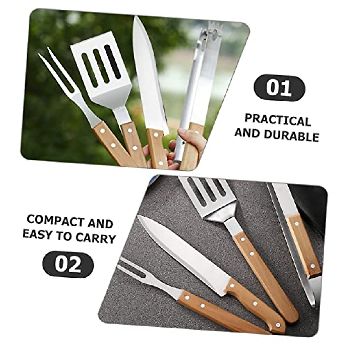 MUSISALY 1 Set Barbecue and Fork Tools Beef Fork Chef Carving Fork Poultry Serving Fork Kitchen Roast Fork Marshmallow Fork kit Meat Fork Travel Stainless Steel Outdoor
