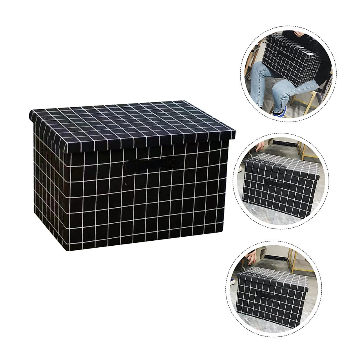 Cabilock 3 Pcs Folding Storage Box Collapsible Storage Bins Stackable Storage Bins Cube Storage Baskets Storage Cubes Storage Basket Storage Bins with Lids Container Large Cardboard