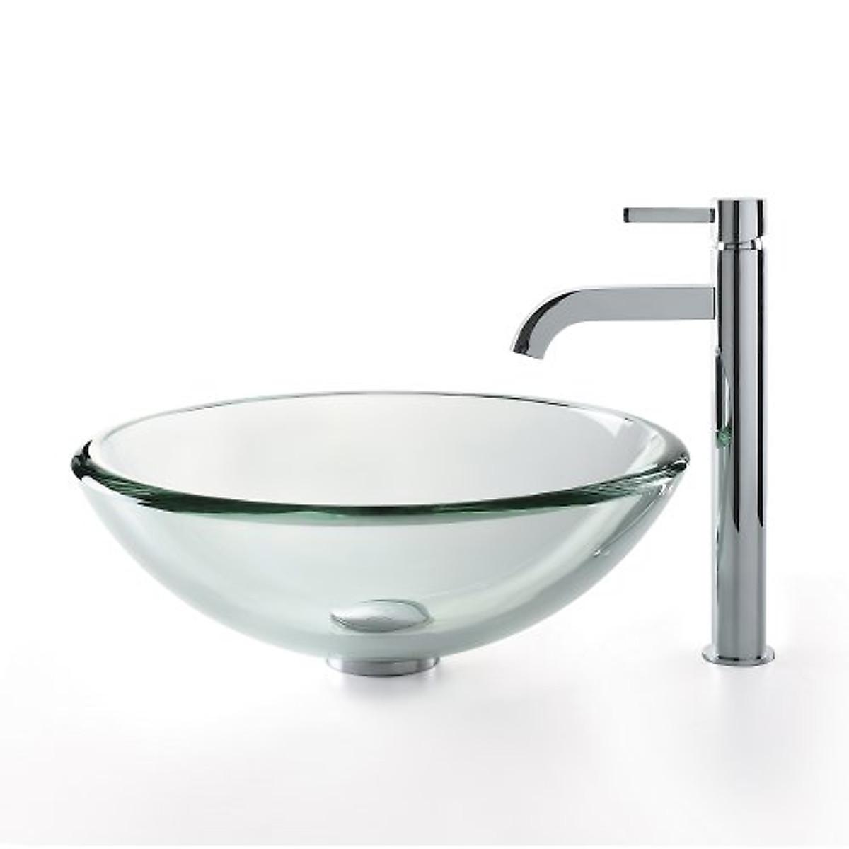 Kraus FVS-1007-PU-10CH Ramus Single Lever Vessel Bathroom Faucet with Matching Pop Up Drain Chrome