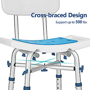 GreenChief Heavy Duty Shower Chair with Back 500 LBS - Shower Stool for Inside Shower, Small Bathtub Seat Padded EVA Cushion, Narrow Bath Seat Bench for Elderly, Handicap, Bariatric, Disabled