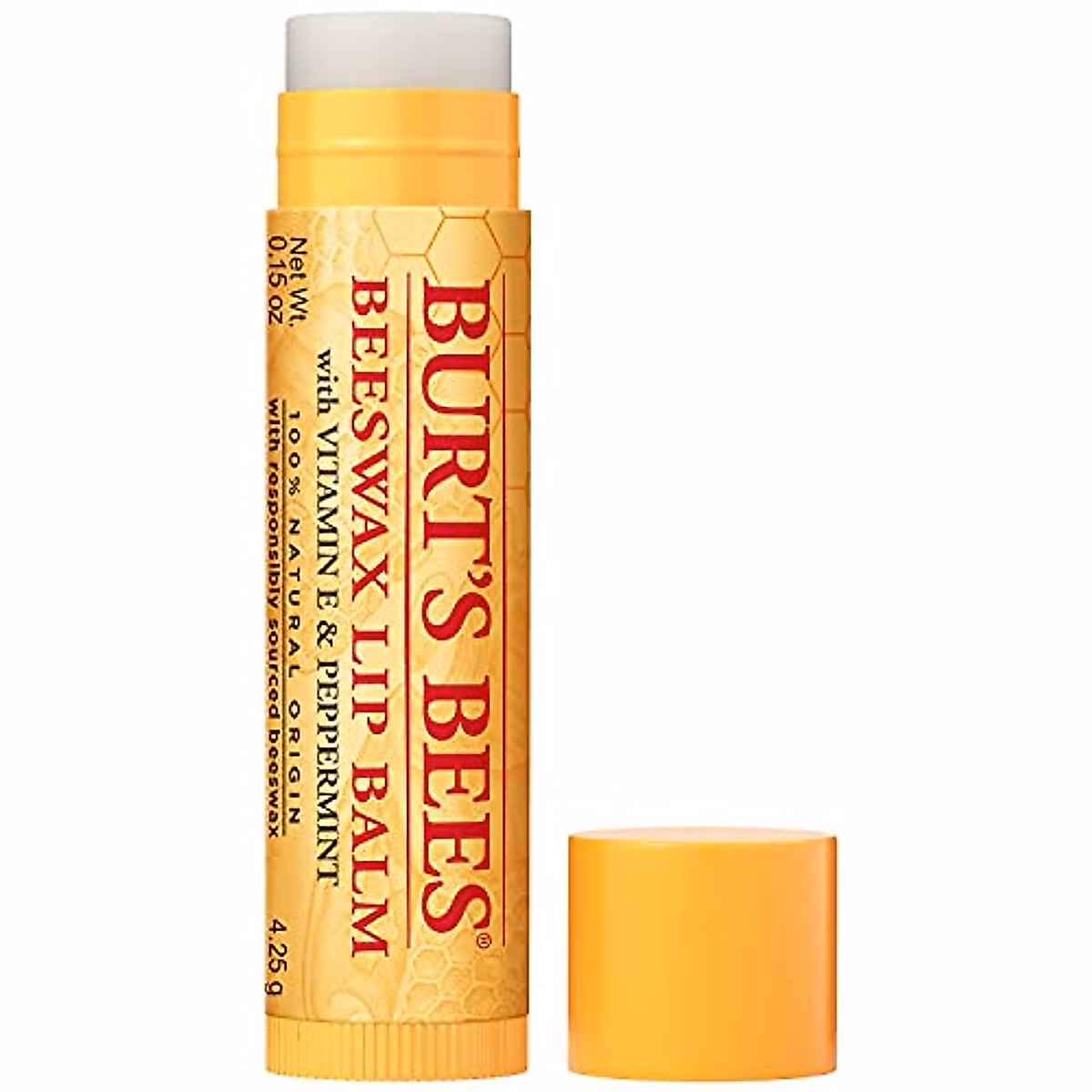 Burt's Bees 100% Natural Origin Moisturizing Lip Balm, Original Beeswax with Vitamin E & Peppermint Oil, 1 Tube