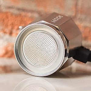 GROSCHE Milano Stovetop Espresso Maker Moka pot 6 espresso Cup - 9.3 oz, Silver and 3 Replacement Seals Gaskets Bundle Stove top coffee maker Moka Italian espresso coffee maker and replacement gaskets