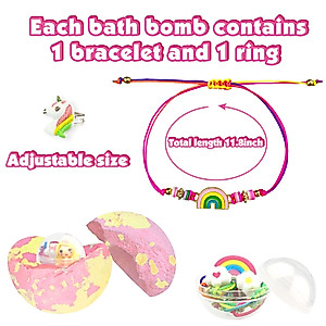 Bath Bombs for Kids with Surprise Inside 6 Large Organic Bubble Kids Bath Bomb with Bracelets and Rings Toys Safe and Natural bathbombs Easter Gifts for 4 5 6 7 8 9 Years Old Girls Birthday Christmas