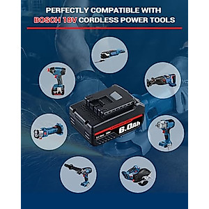 2Pack BAT609 6000mAh 18V Battery and Charger Kit Replacement for Bosch 18 Volt Battery Li-ion Compatible with Bosch 18v Battery & Charger Combo Starter Kit BAT609G BAT610G BAT611 BAT612 BAT618 BAT618G