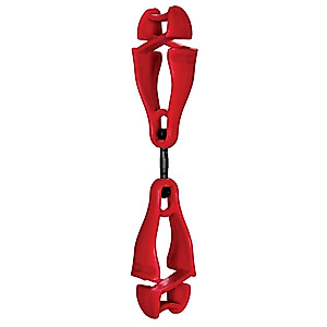 Ergodyne Squids 3400 Glove Clip Holder with Dual Clips,Red, 100-Pack