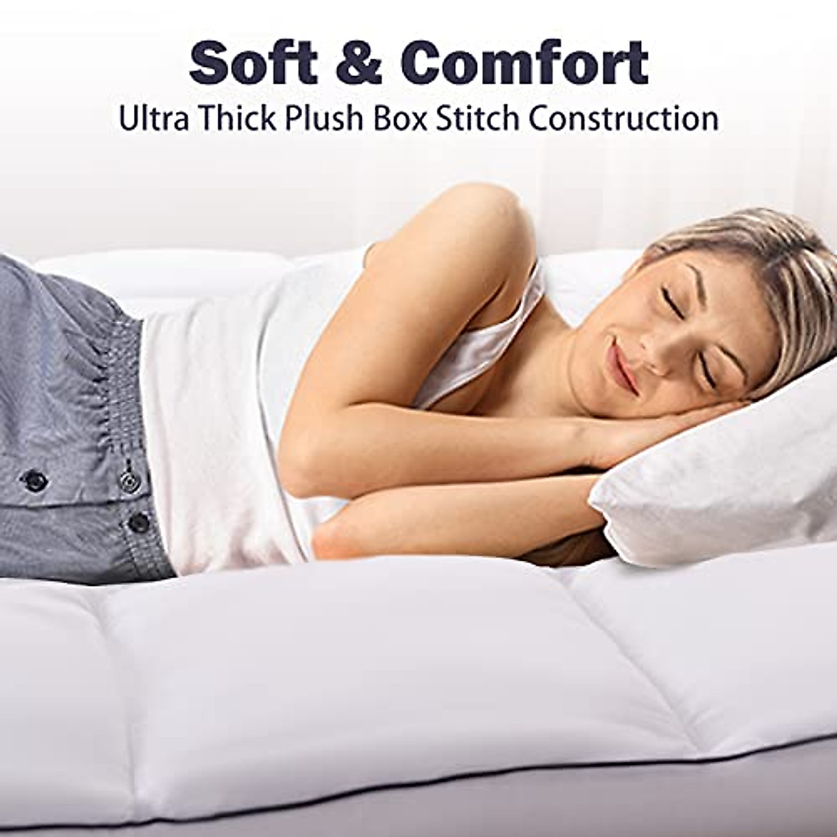 EASTARTIST Mattress Topper King Size Pillow Top,Extra Thick 3 Inch Mattress Bed Protector for Back Pain with 1.33+3D Down Alternative Fill,78x80 Inches(White,King)