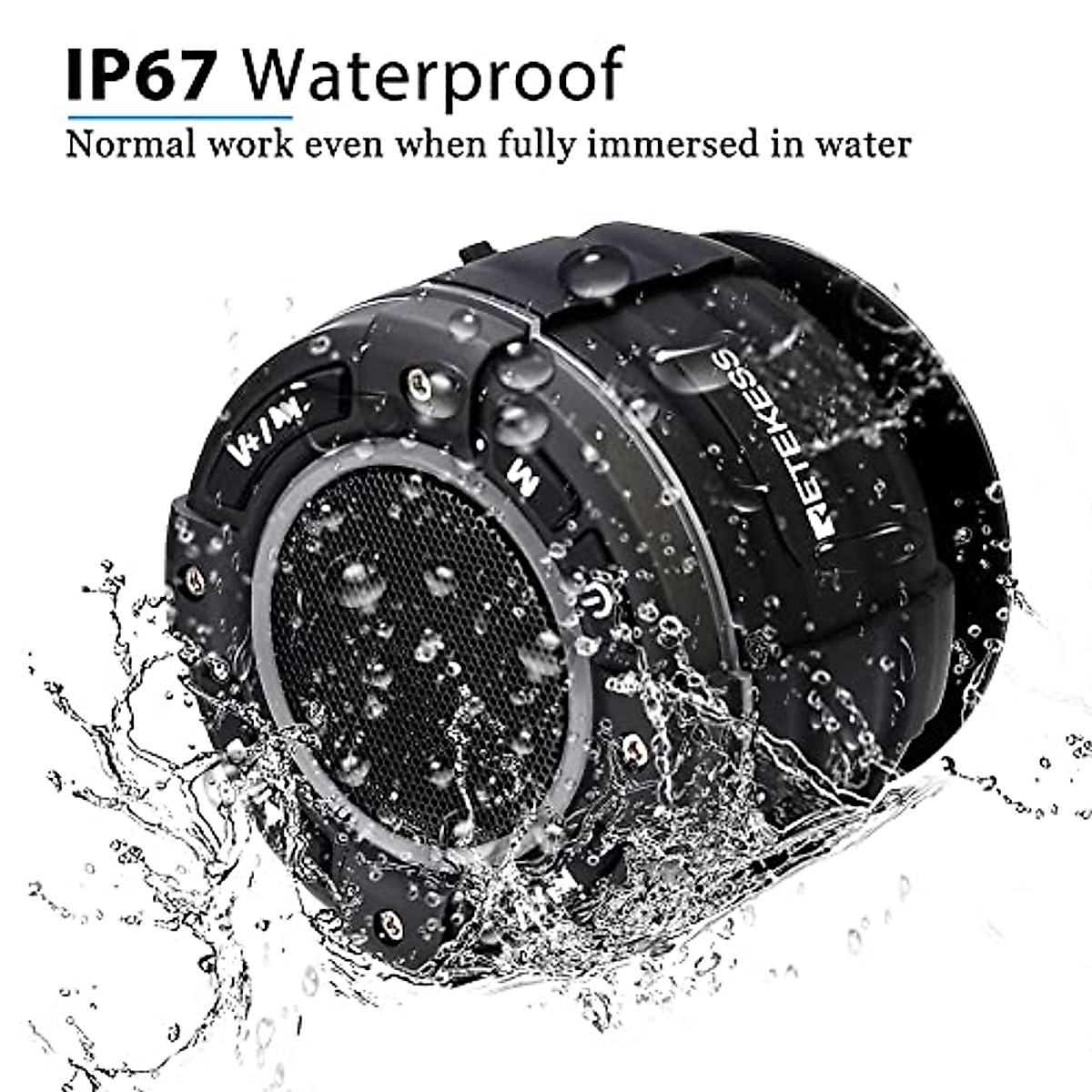 Retekess TR622 Shower Radio Bluetooth Speaker,Waterproof Wireless Bathroom FM with Suction Cup,Light Show, for Shower Beach Swimming