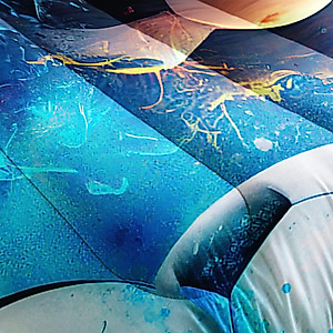 AILONEN Soccer Bedding Set Soccer Ball Print Comforter Set, Full Size Ice and Flame Sport Boys Soccer Comforter Set,Football Bed in a Bag 3 Pieces, 1 Quilt and 2 Pillowcases