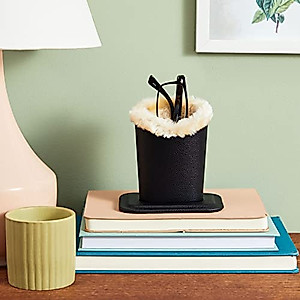 Juvale 2 Pack Eyeglasses Holder Stand, Plush Lined Bedside Glasses Case for Table, Desk, Nightstand (Black, Brown, PU Leather)