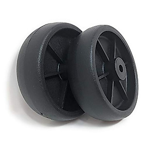 Nickanny's Set of 2 Replacement BBQ Grill Wheels Pair Set Kit-Solid Plastic Wheel 5” x 1.5” w/ 3/8” Axle Hole for Outdoor Charcoal Gas Smoker Barbecue Pit- Rueda and Llantas Parts