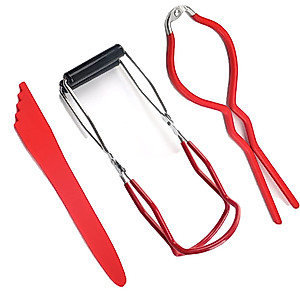 3 Piece Pieces Canning Kit Canning Jar Lifter Tongs Stainless Steel Jar Lifter with Rubber Grip Remover with Rubber Clamps Sliding Clip Lifter for Kitchen Dining Room