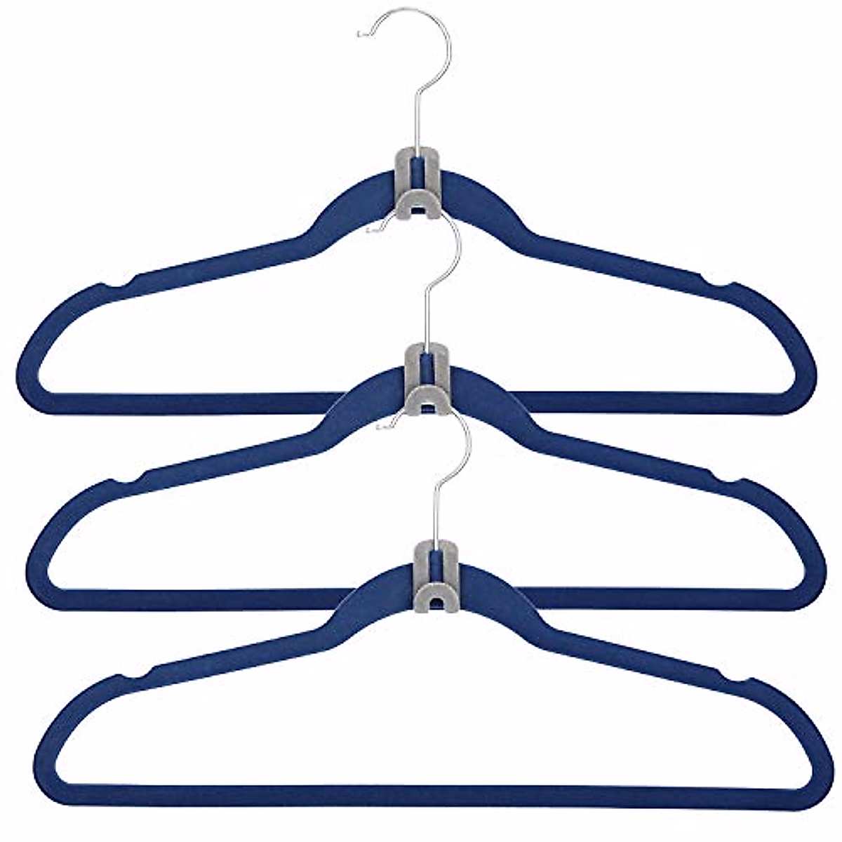 Mlici Cascading Mini Hooks for Hangers, Grey Clothes Hanger Connector Hooks, 60 Pcs Heavy Duty Space Saving Clothes Hanger Connector Hooks for Closet