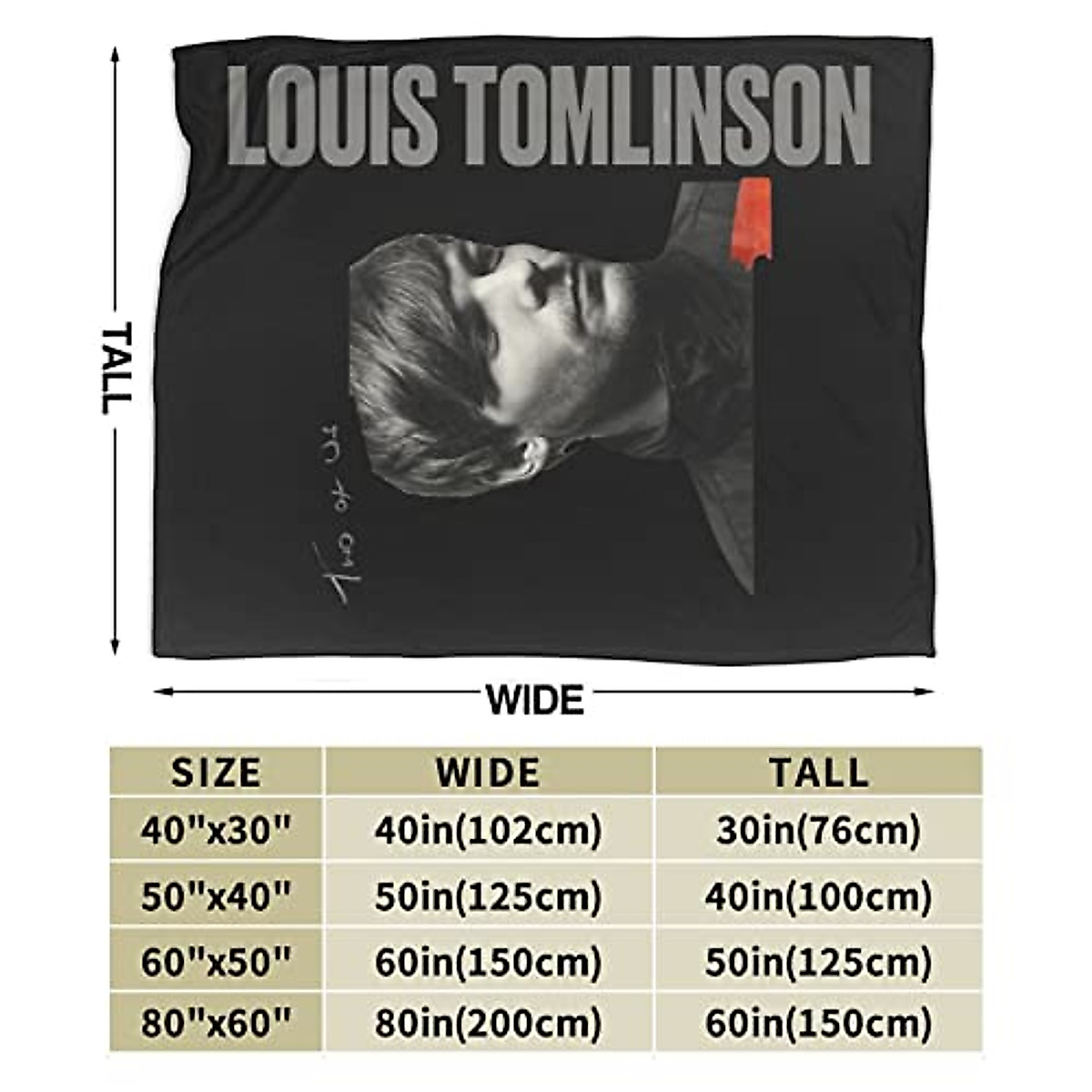 Louis Music Tomlinson Blanket Soft and Warm Throw Blanket Lightweight Flannel Fleece Blankets for Home Bed Sofa 60"x50"
