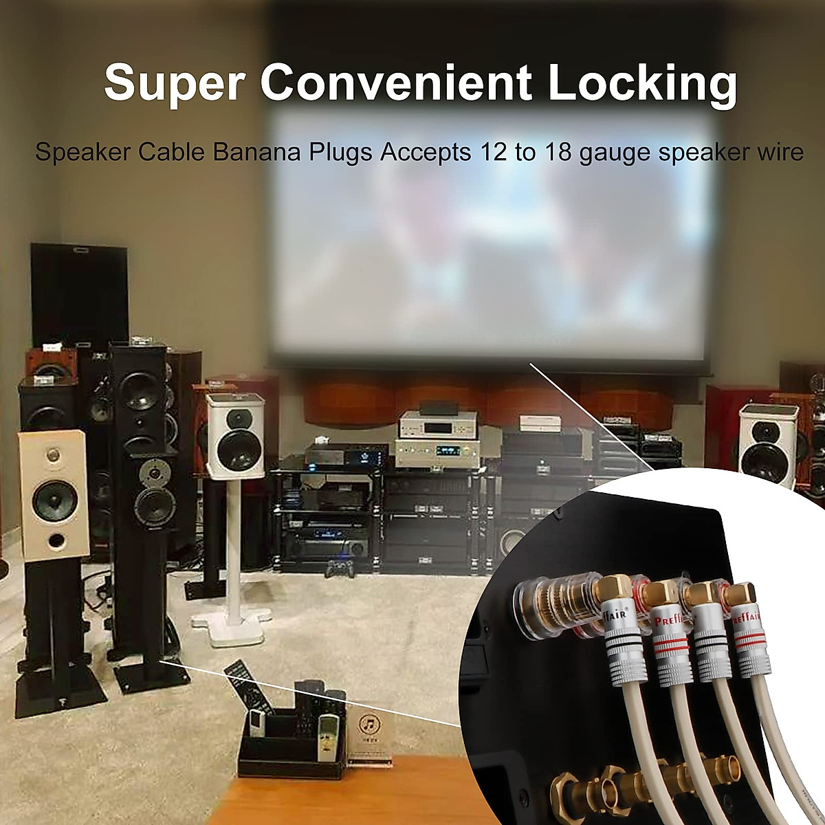 Preffair 12 PCS/6 Pairs 4mm Right Angle/90 Degree Speaker Banana Plugs Dual Screw Locking Speaker Connectors Gold Plated Audio Jack Connectors for Speaker Wire Cable Terminals