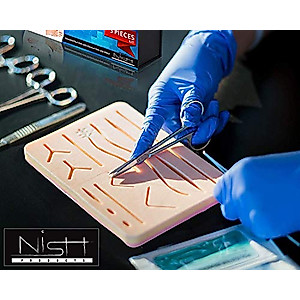 Suture Training Pad Suture Kit Practice Kit for Medical Dental Vet Training Students, Including Large Silicone Pad,Tool Kit with Needles-Demonstration Purpose Only