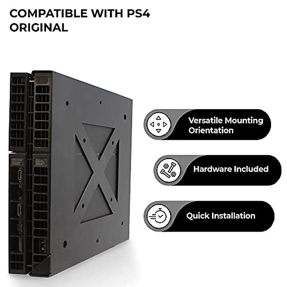 HumanCentric Mount Compatible with PS4 Fat Version, Mount Your Original Fat PS4 on The Wall or on The Back of The TV