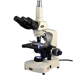 AmScope T340B-DK-LED Siedentopf Trinocular Compound Microscope, 40X-2000X Magnification, Brightfield/Darkfield, WF10x and WF20x Eyepieces, LED Illumination, Abbe Condenser, Double-Layer Mechanical Stage