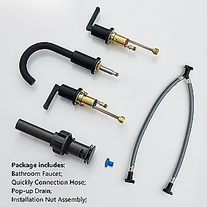 Roffenny 8 inch Widespread Bathroom Faucets, 2-Handle Matte Black Bathroom Sink Faucets for Sink 3 Holes, 360 Degree Swivel High-Arc Spout, 8 in Spread Bath Vanity Sink Faucet, with Pop Up Drain